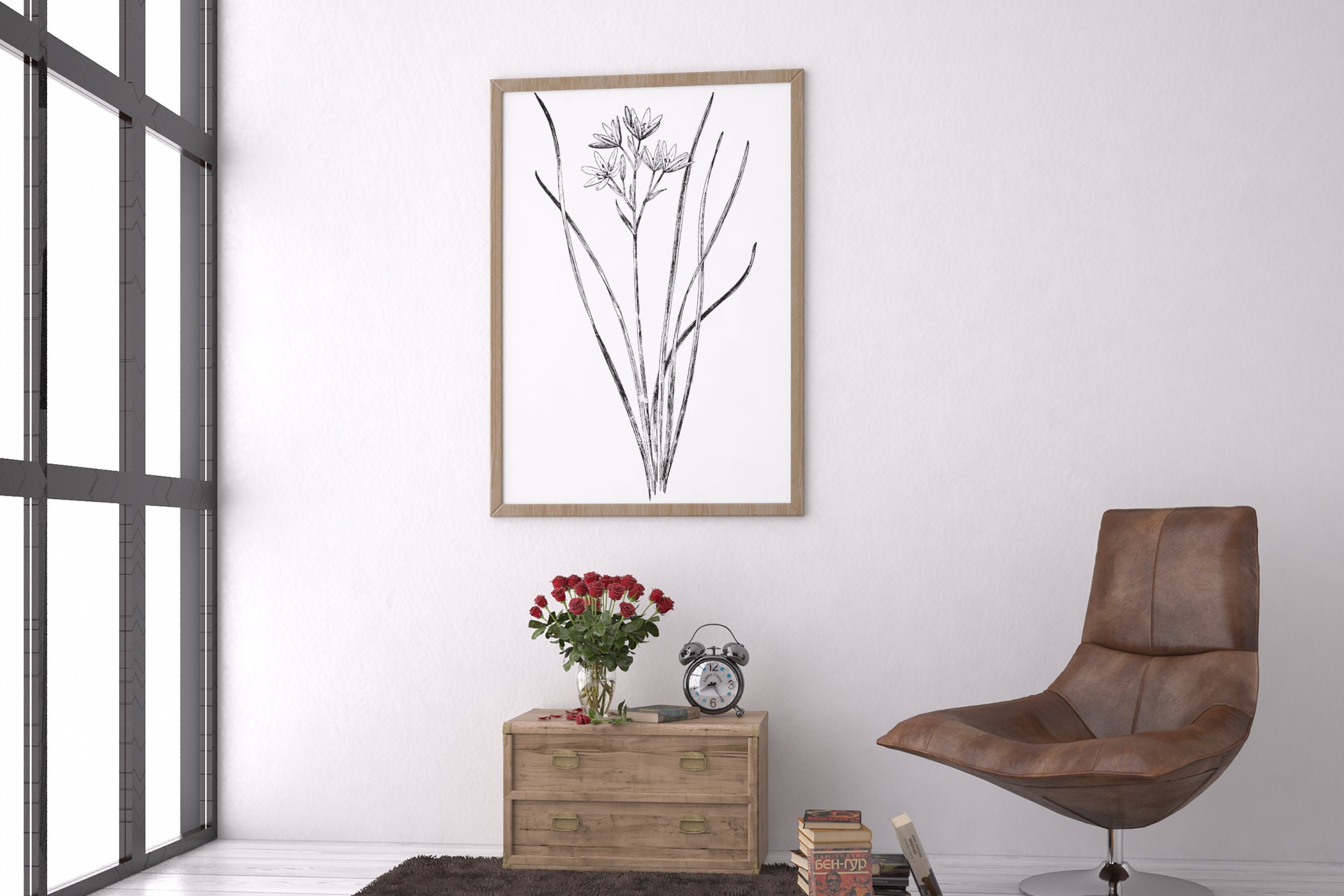 Simple Illustration of a Plant Wall Decor, Digital Download, Botanical ...