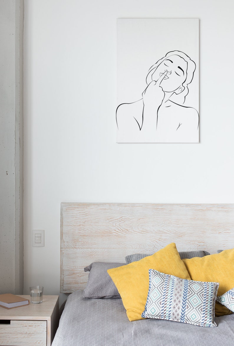 Middle Finger Woman Sketch, Digital Download, Line Art Woman Print ...