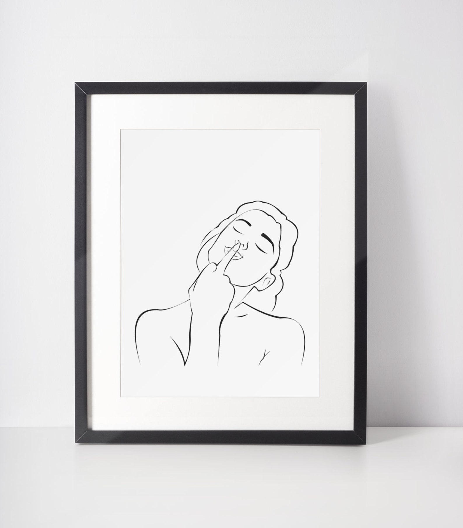 Middle Finger Woman Sketch, Digital Download, Line Art Woman Print ...