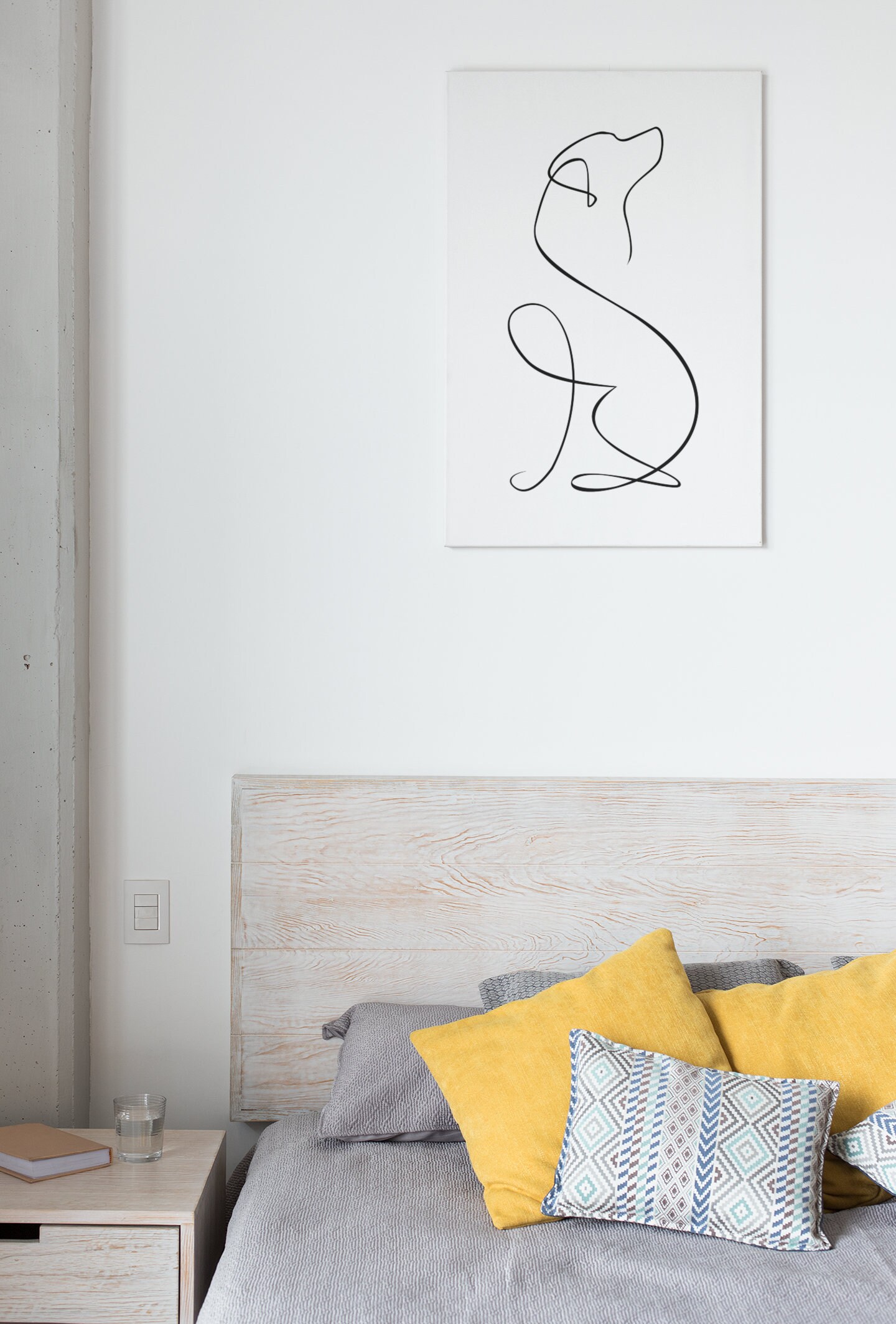 Dog Monoline Sketch Wall Art, Digital Download, Animals Printable Art ...