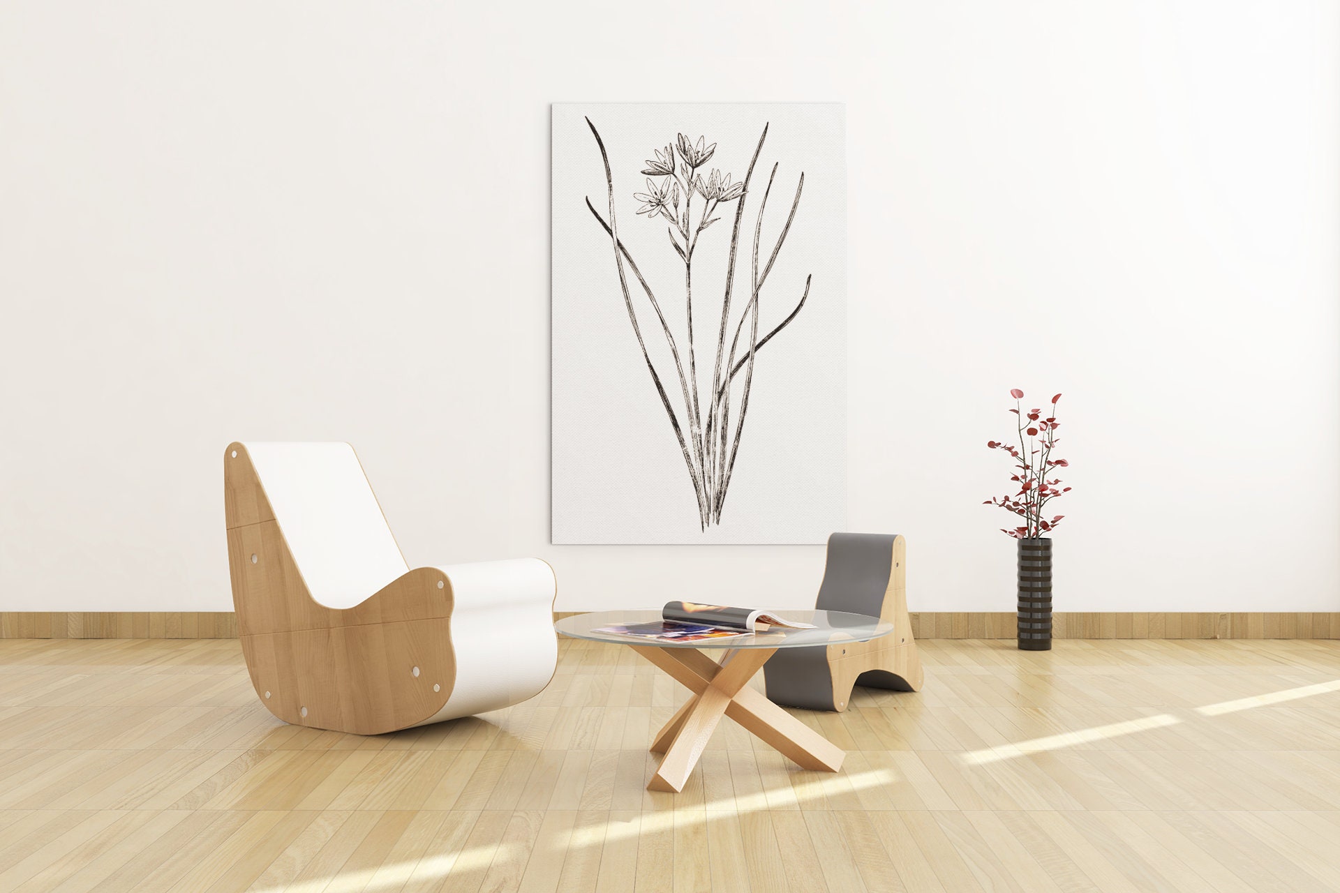 Simple Illustration of a Plant Wall Decor, Digital Download, Botanical ...