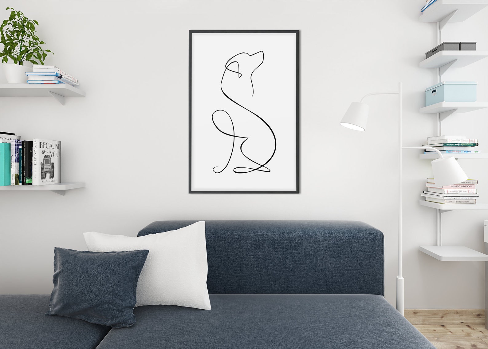 Dog Monoline Sketch Wall Art, Digital Download, Animals Printable Art ...