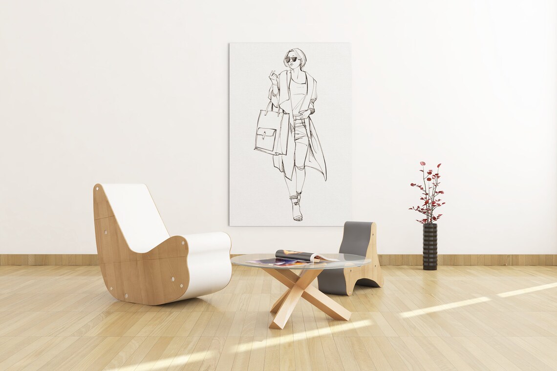 Fashion Model Sketch Wall Art, Digital Download, Girl Apparel Wall ...