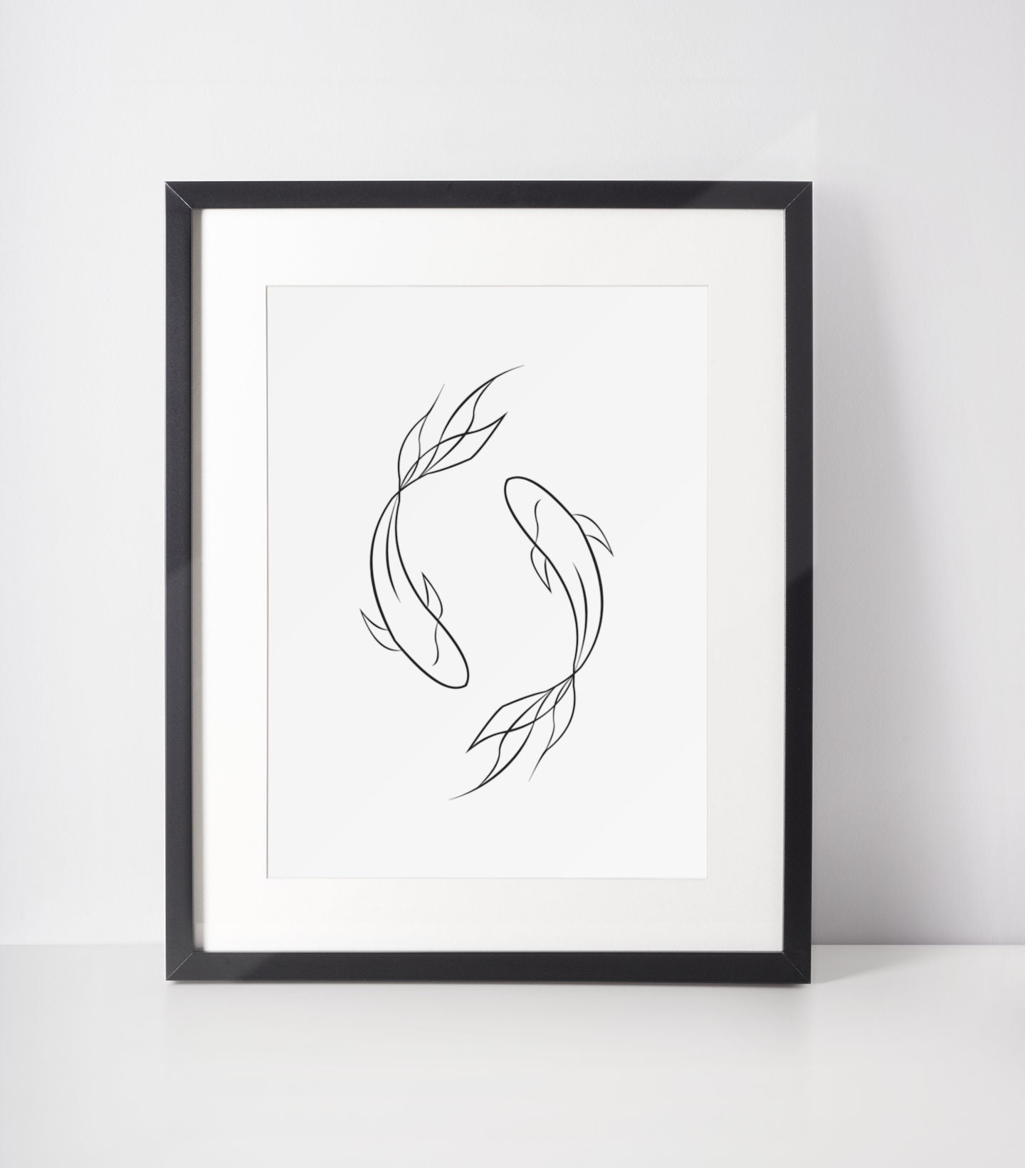 Pisces Sketch Print, Digital Download, Fishes Line Art, Animal Wall Art ...