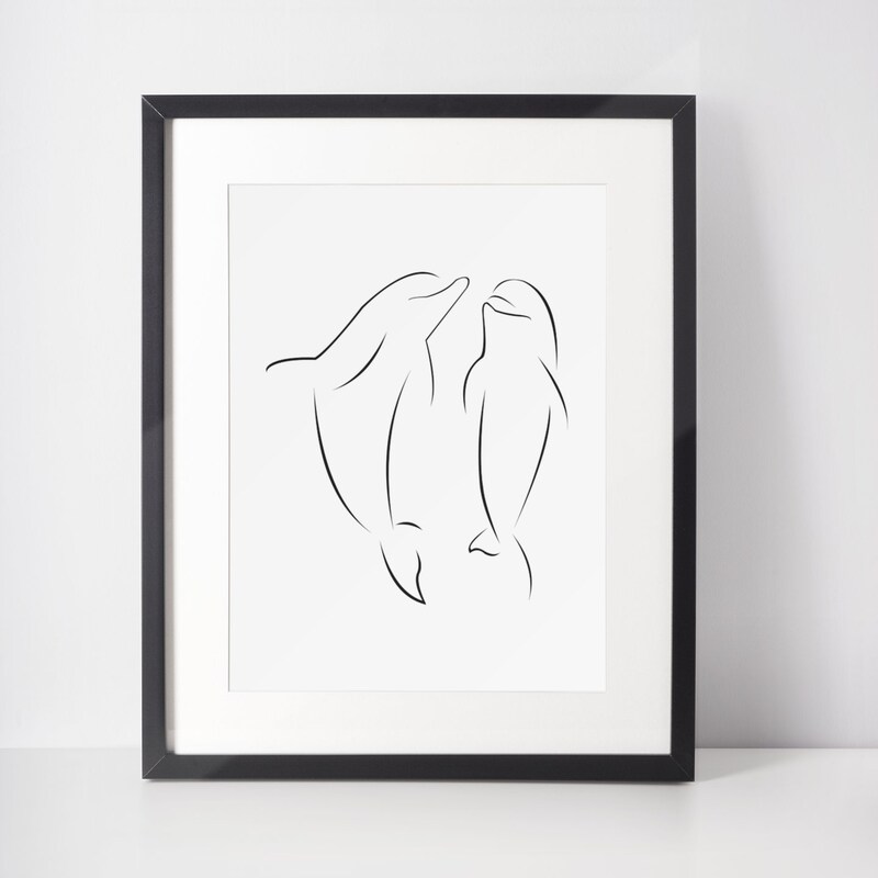 Dolphin Minimalist Art - Etsy