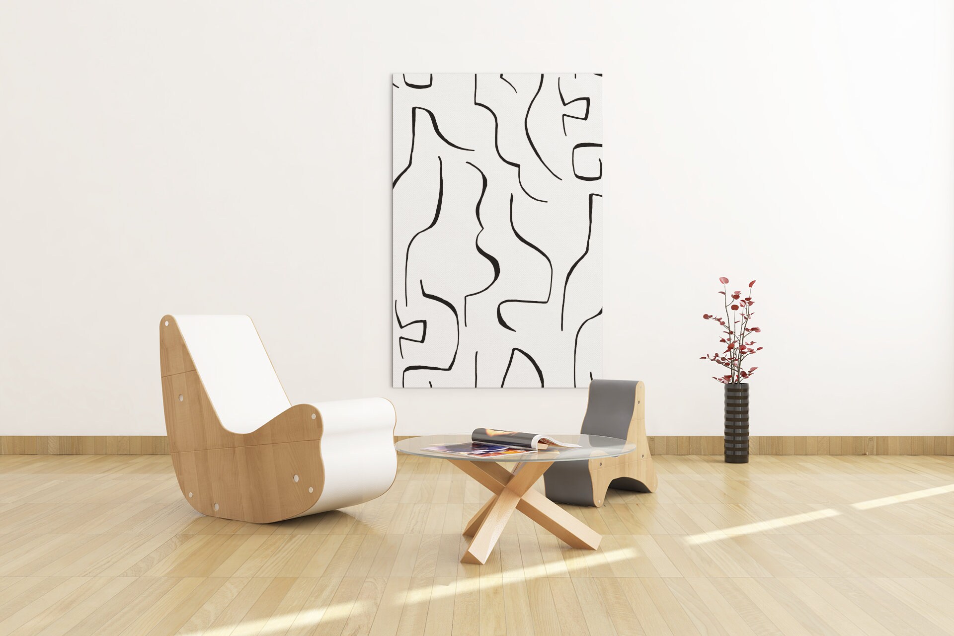Abstract Lines Print Digital Download Simple Sketch Wall - Etsy