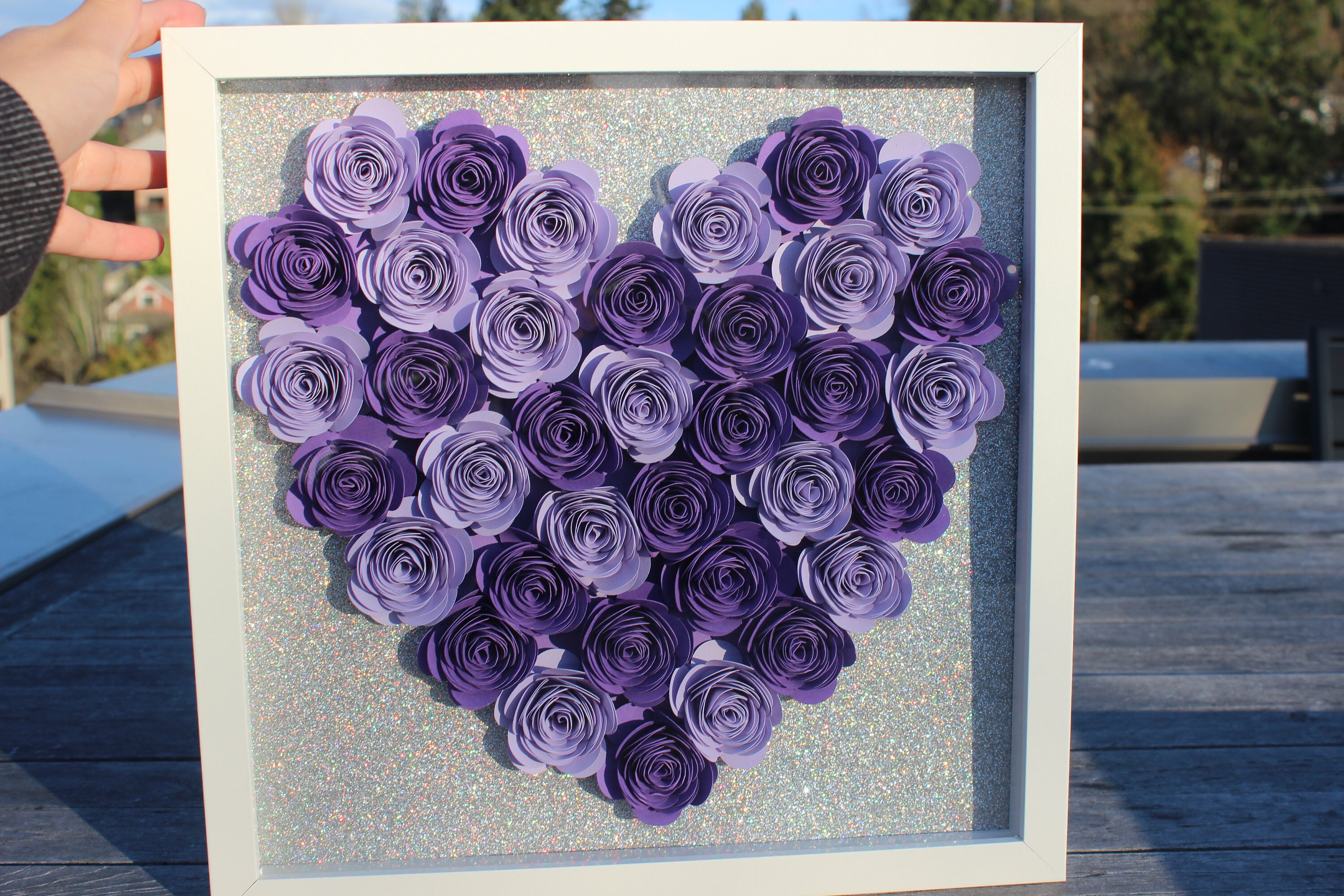 Personalized Shadow Box | Paper Roses in a Heart - Etsy