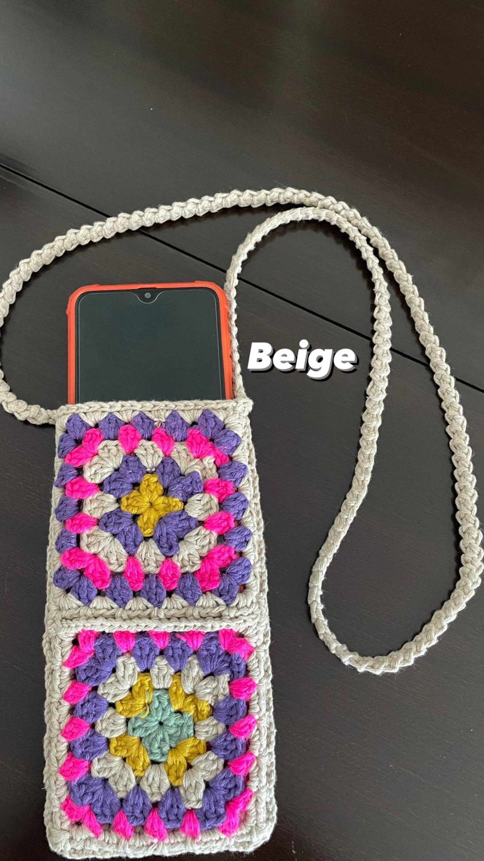 Colorful Granny Square Crossbody Phone Bag - Handmade Crochet Phone ...