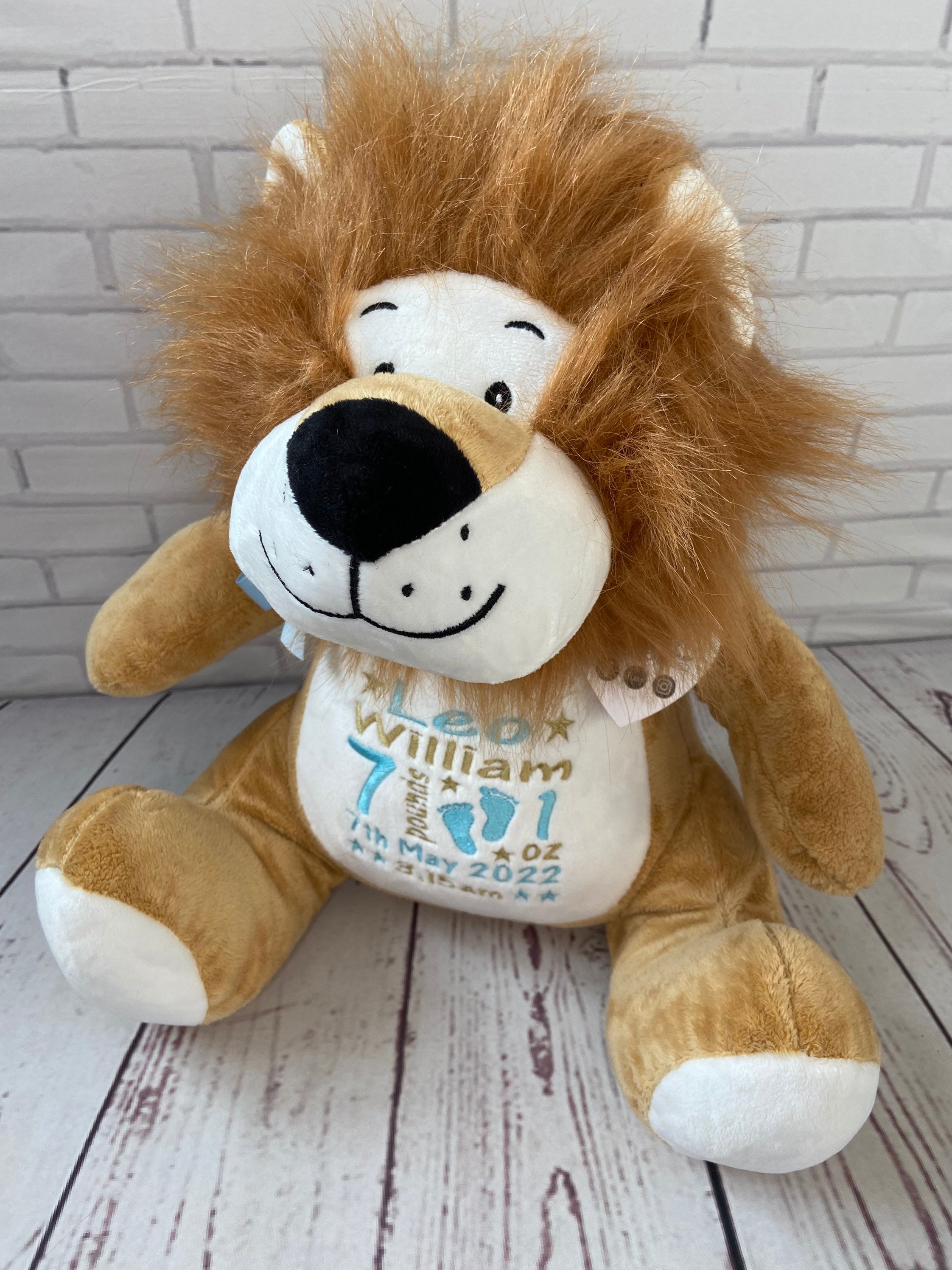 Personalised Embroidered Lion Teddy Bear Soft Toy New Baby - Etsy