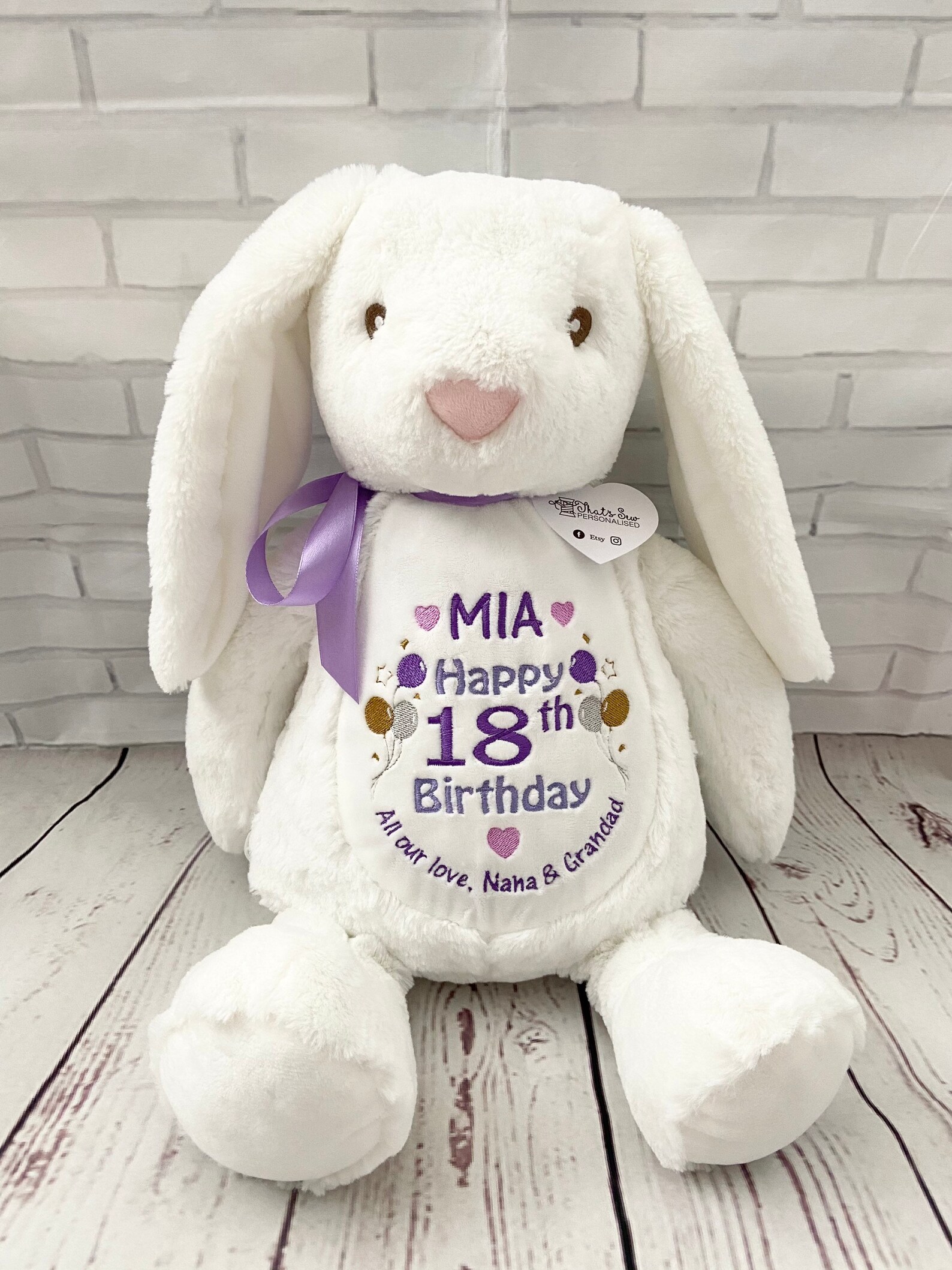 Personalised Embroidered Bunny Rabbit Teddy Bear Soft Toy New - Etsy UK