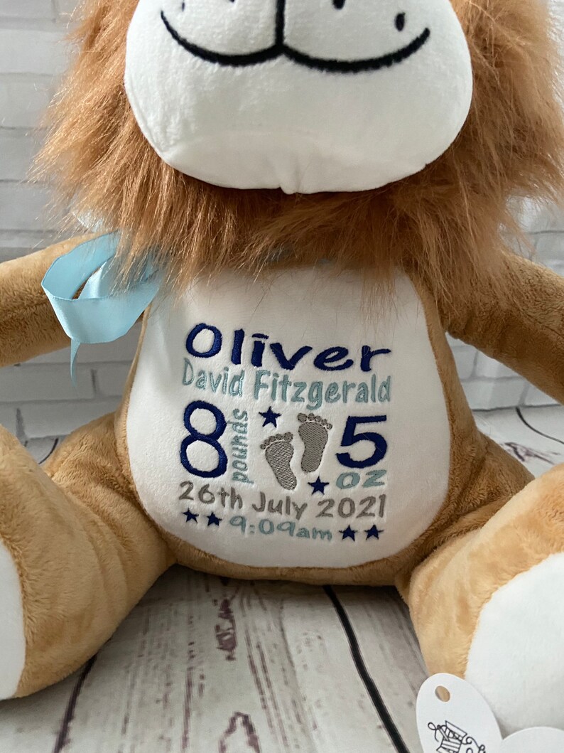 Personalised Embroidered Lion Teddy Bear Soft Toy New Baby - Etsy