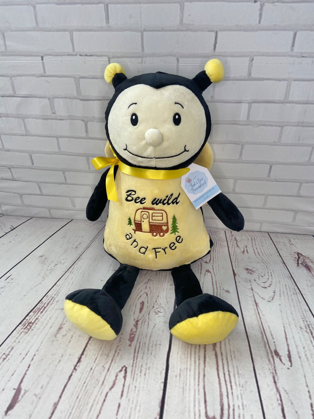 Personalised Embroidered Bee Teddy Bear Soft Toy, New Baby Keepsake ...