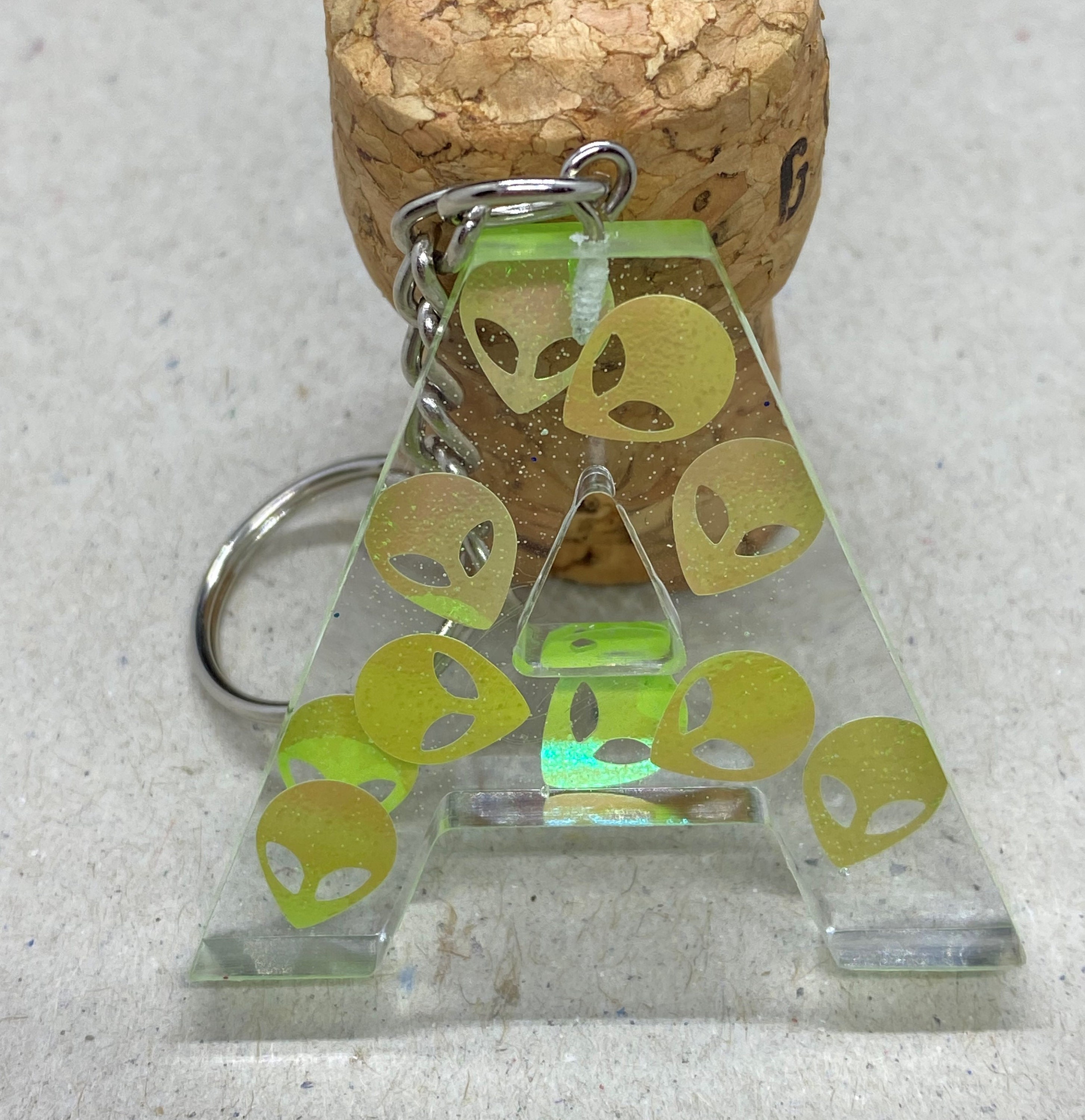 Personalised Resin Initial Keyring / keychain. Bats and Skulls | Etsy