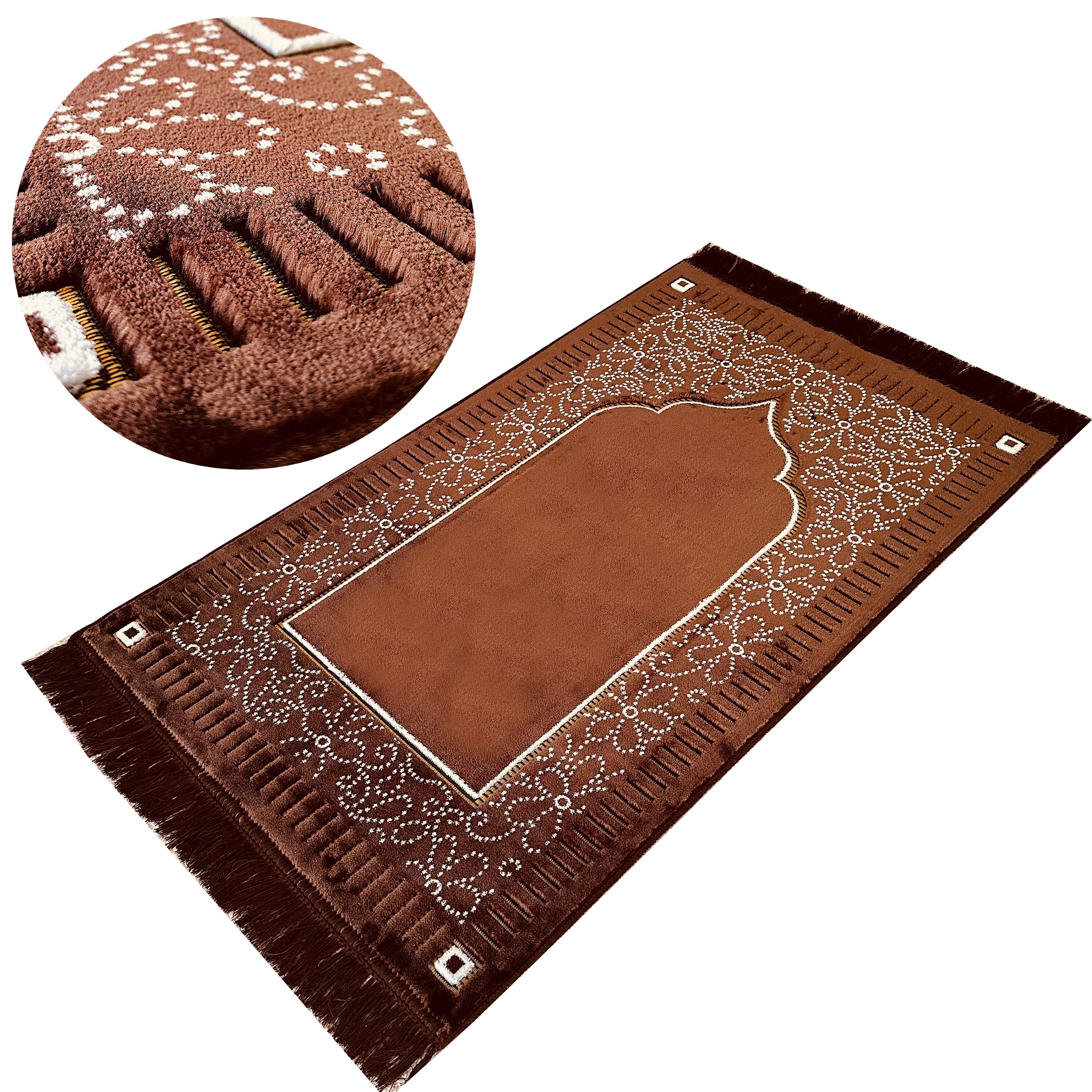 New Mihrab Style Velvet Prayer Rug (750g)-large Prayer Mat / Janamaz ...
