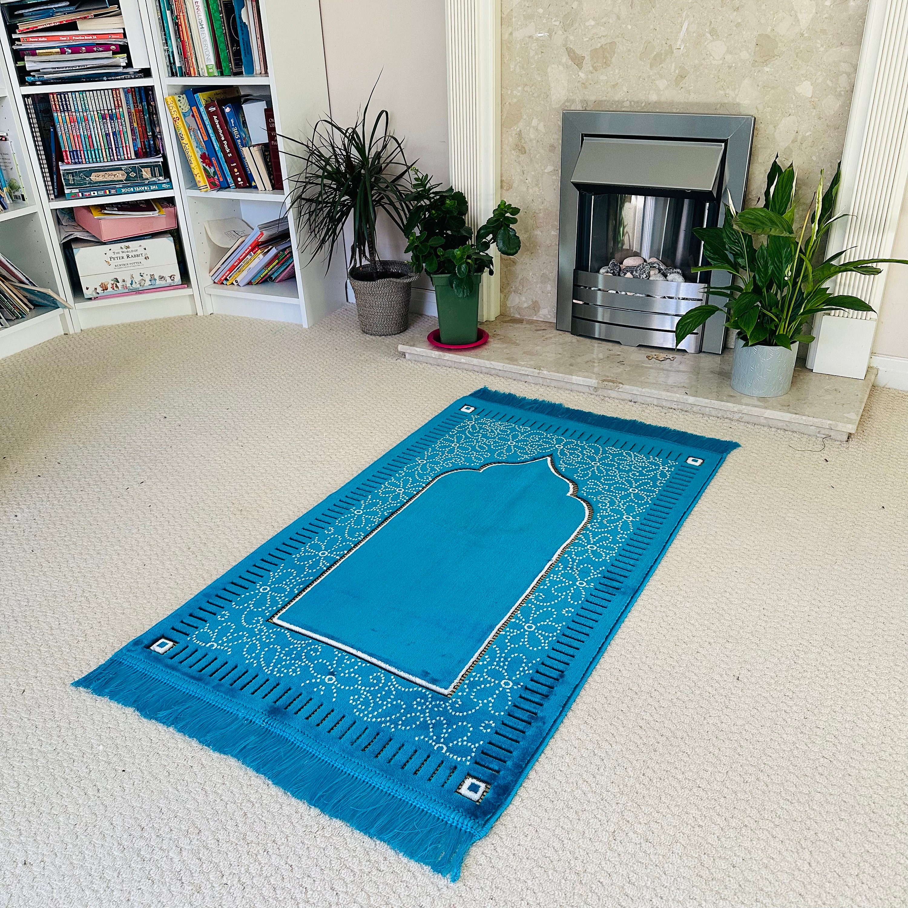 New Mihrab Style Velvet Prayer Rug (750g)-large Prayer Mat / Janamaz ...