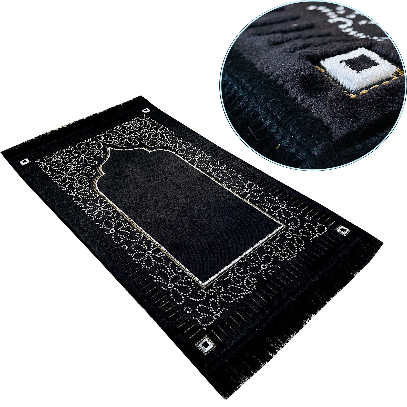 New Mihrab Style Velvet Prayer Rug (750g)-large Prayer Mat / Janamaz ...