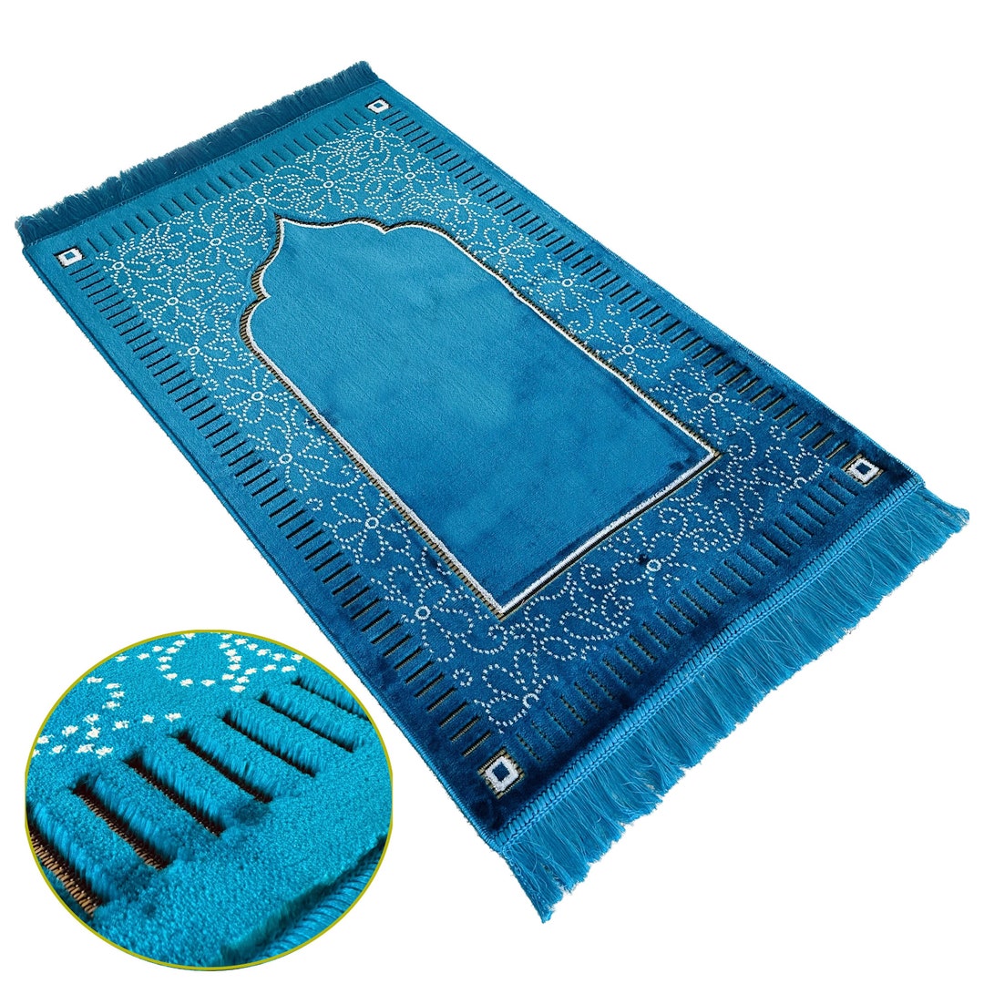 New Mihrab Style Velvet Prayer Rug (750g)-large Prayer Mat / Janamaz ...