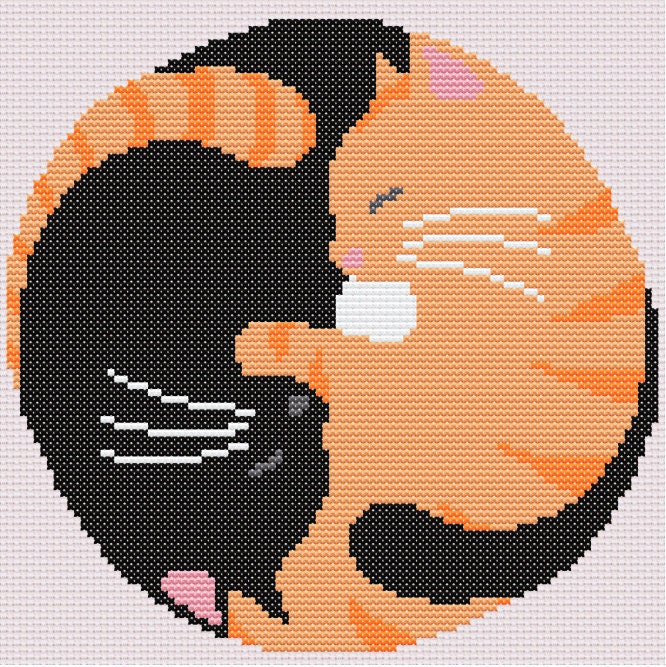 Yin Yang Cats - Cross Stitch Pattern - Etsy