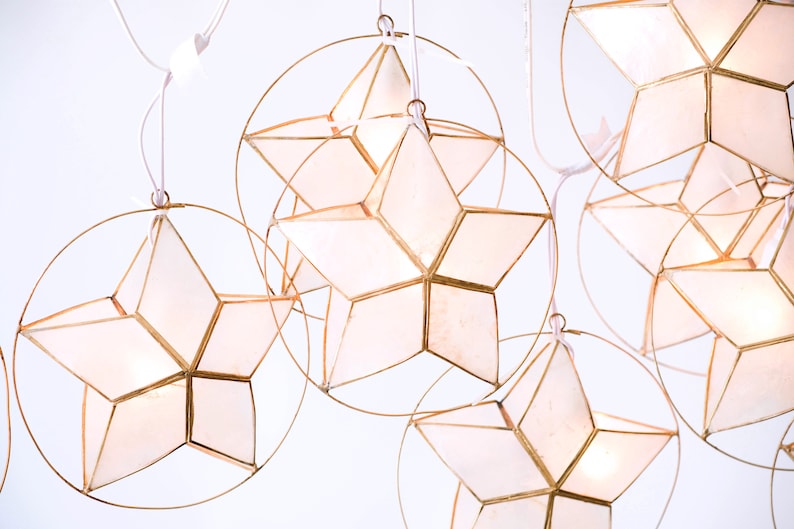 White Mini Parol Capiz String Lights - Etsy