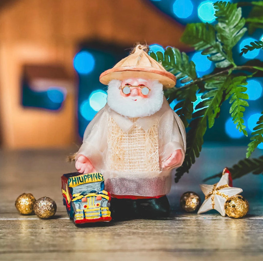 Filipino Santa With Jeepney Christmas Ornament - Etsy