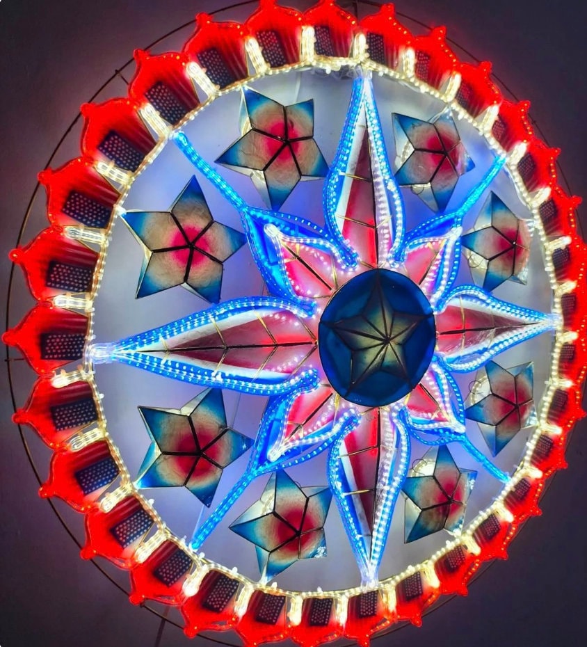 25” LED USA Flag Tala with Ring Capiz Parol Philippines Christmas ...