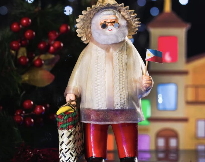 Filipino Santa With Philippine Flag Christmas Figurine - Etsy