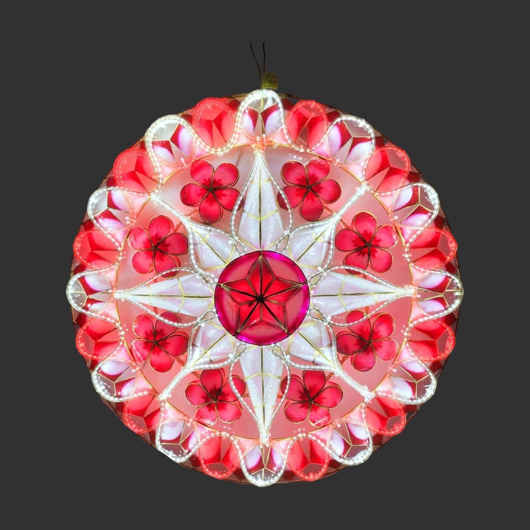 25" LED Tala With Ring Capiz Parol Philippine Christmas Lantern Red ...