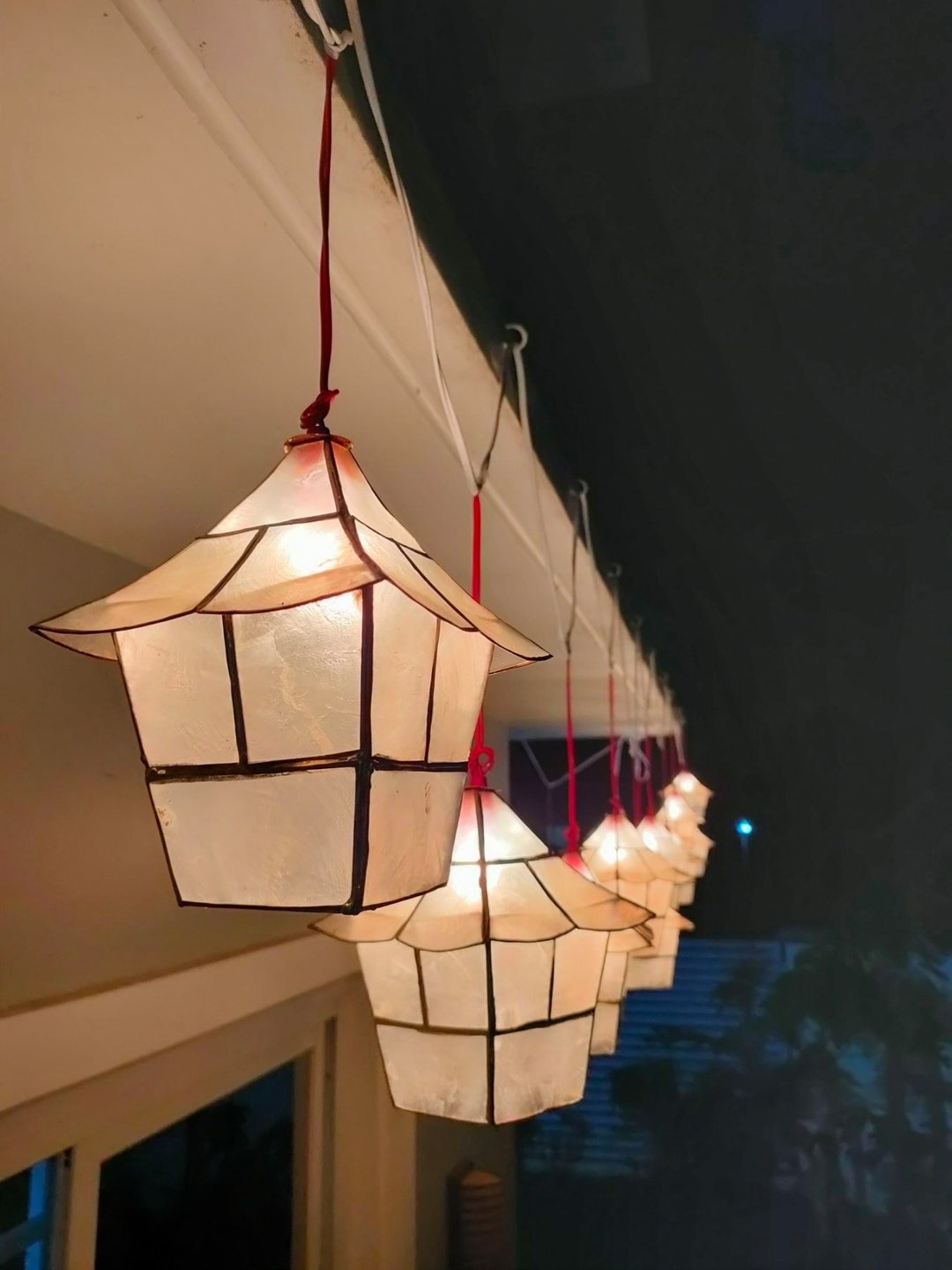 White Capiz House String Lights - Etsy