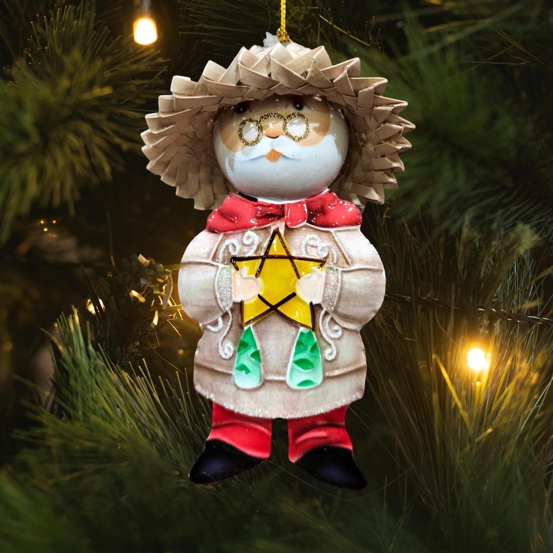Tin Filipino Santa Christmas Ornament With Parol - Etsy