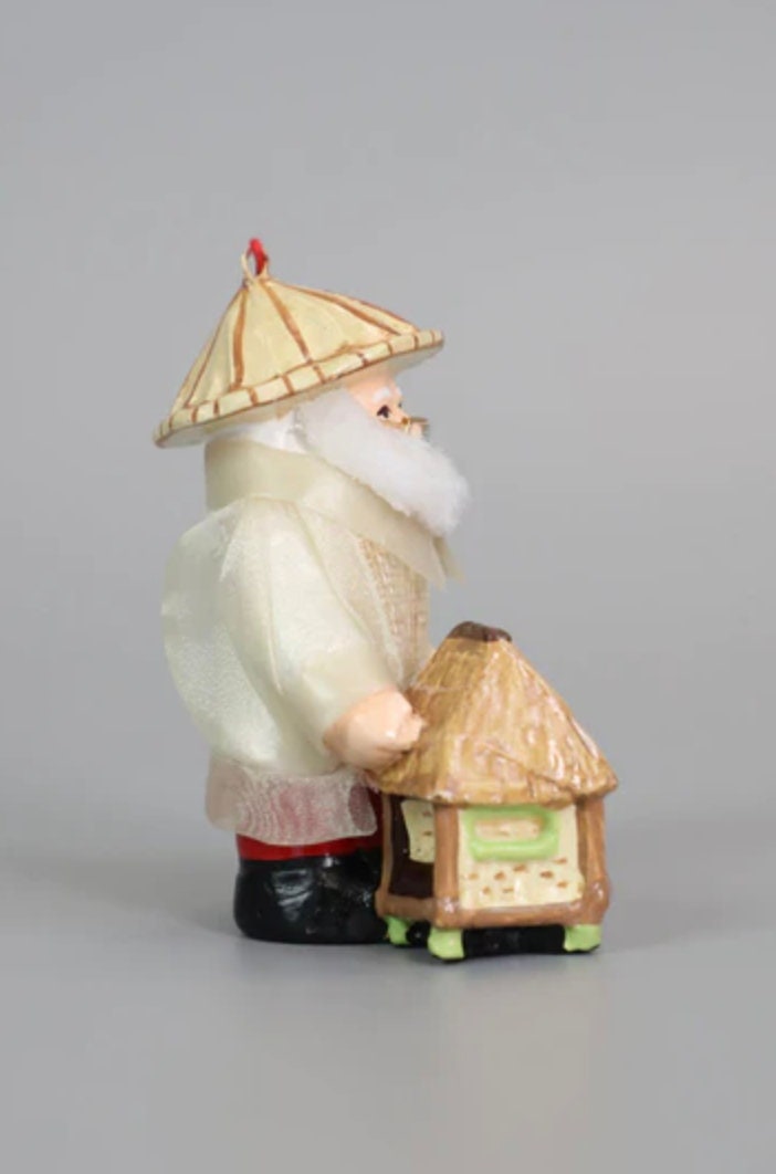 Filipino Santa with Bahay Kubo Christmas Tree Ornament — Parols of America