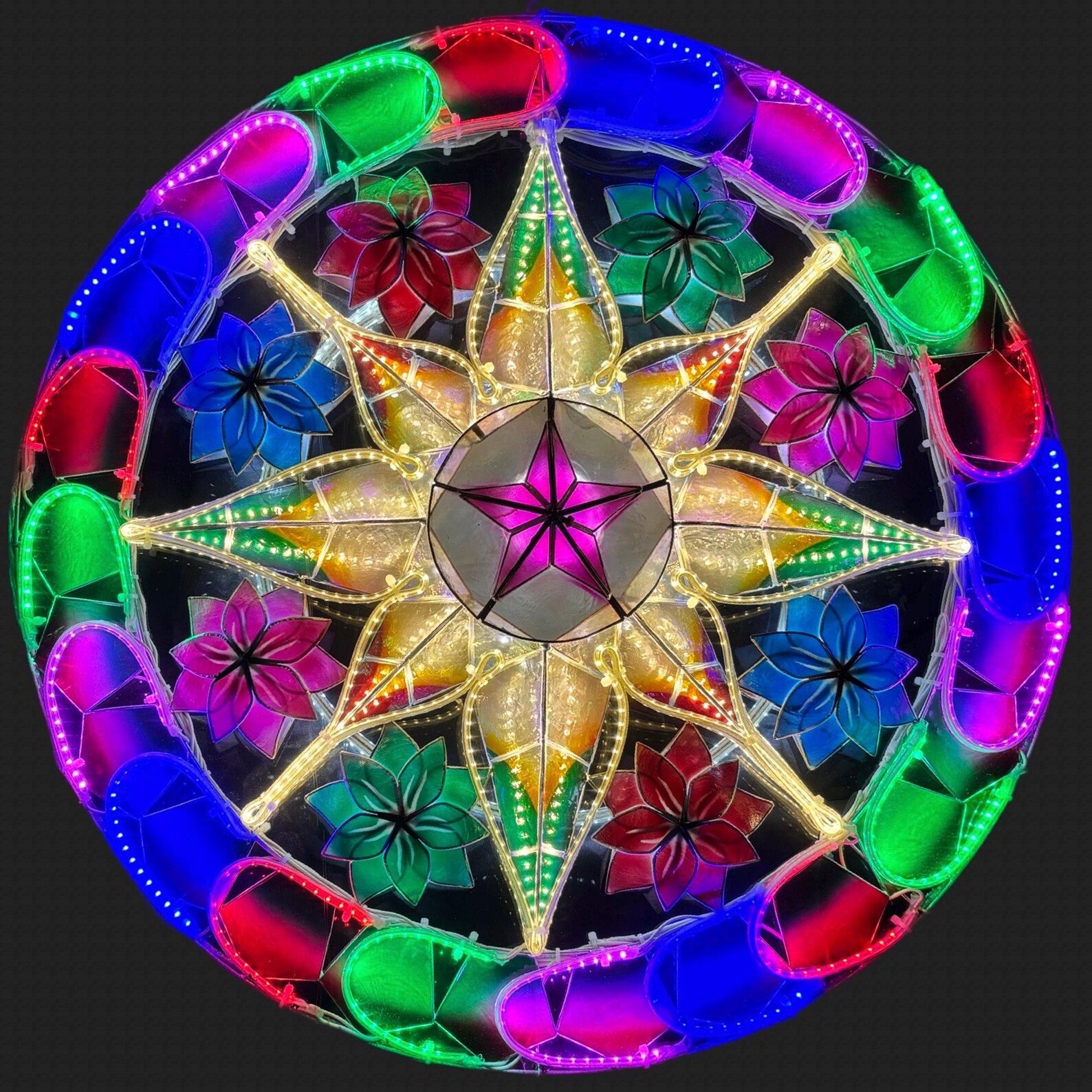 LED Rainbow Tala With Ring Capiz Parol Philippines Christmas Lantern ...