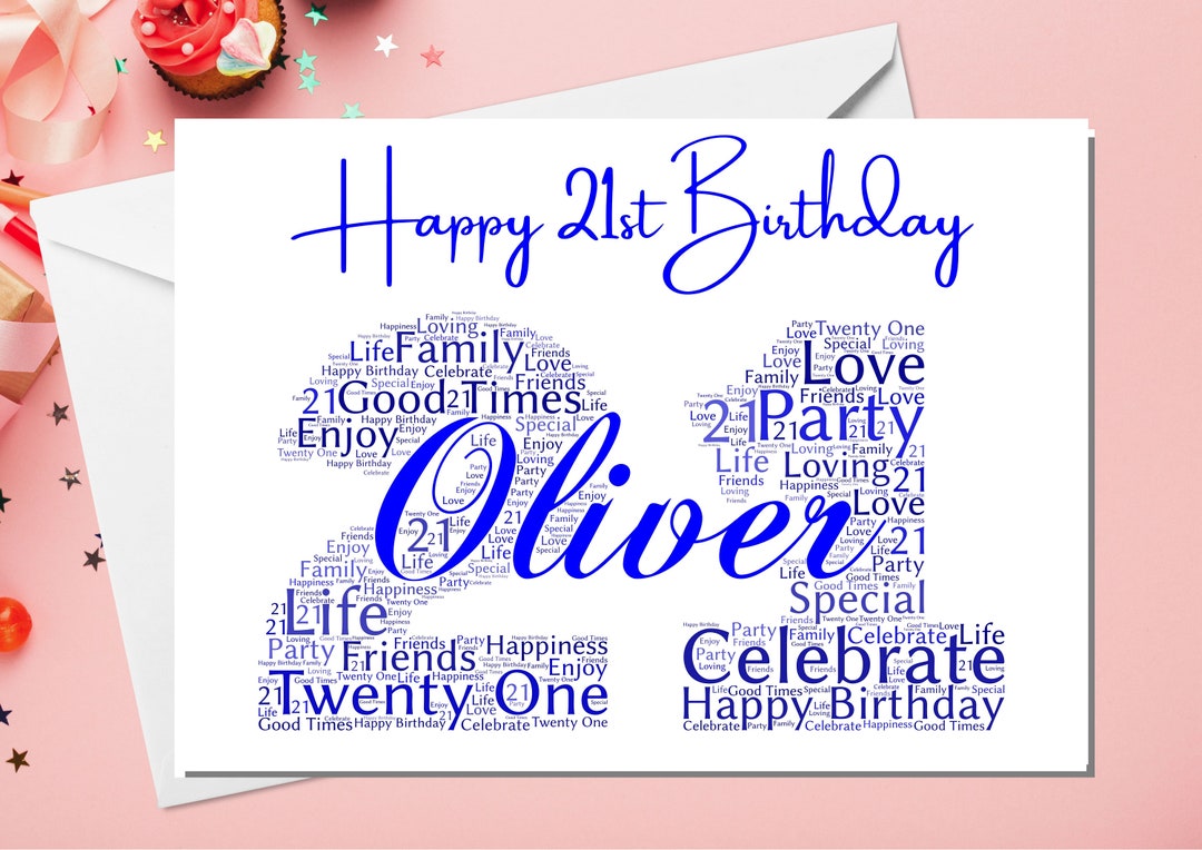 Personalized 21st Birthday Card: Word Art Keepsake - Etsy