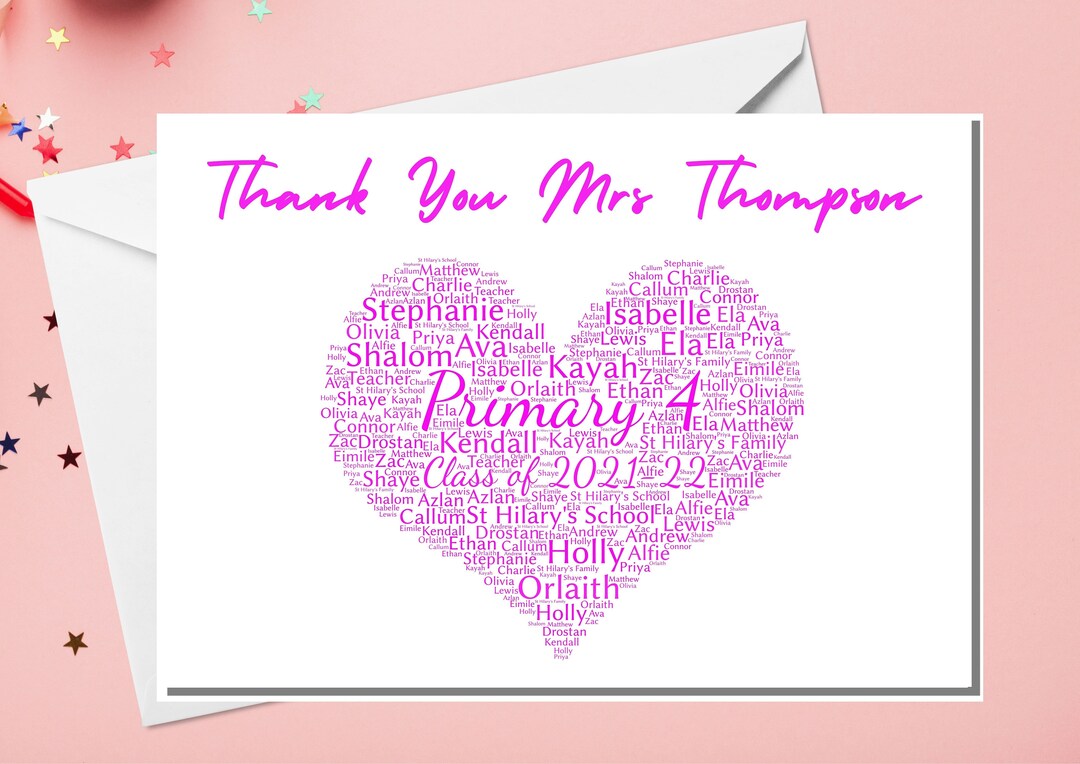 Personalized Teacher Thank You Card: Class Gift, End of Term - Etsy