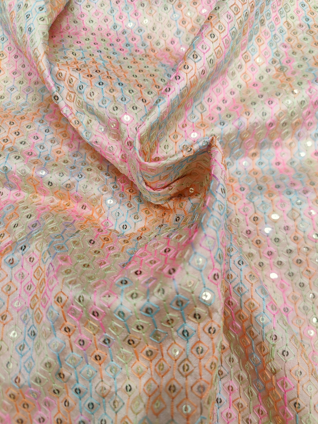 Embroidered Georgette Fabric by the Yard Sewing DIY Crafting Wedding ...