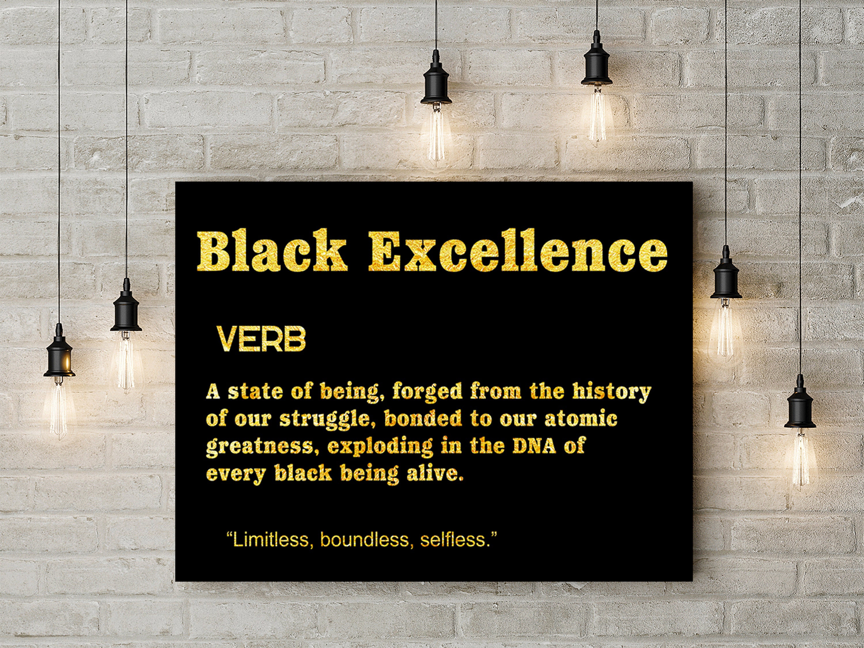 Black Excellence Typography CANVAS Wall Art Decor African | Etsy