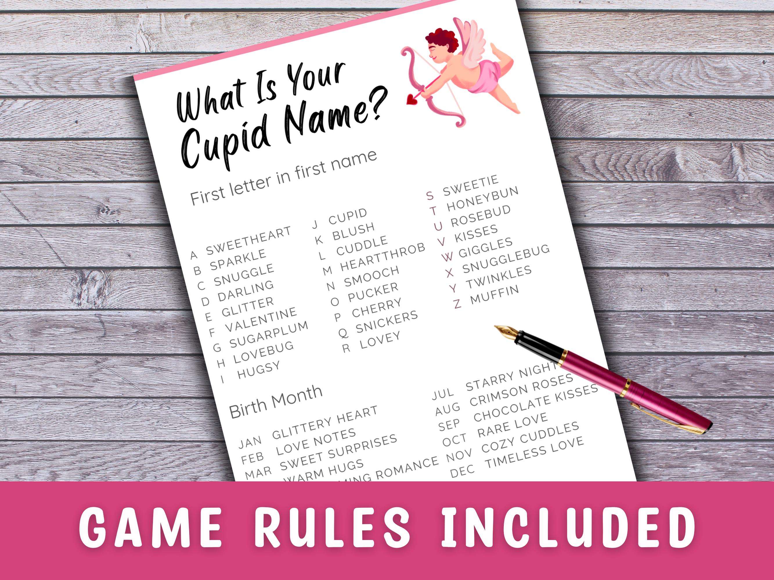 What's Your Cupid Name, Printable Valentine Game for Families ...