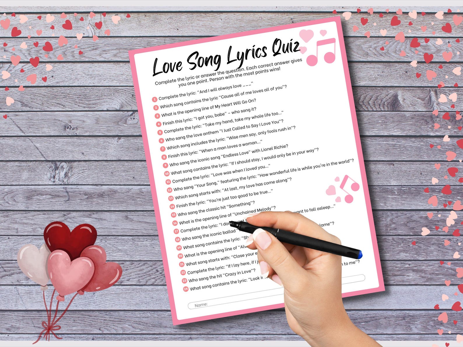 Valentine Finish the Lyrics Game Love Song, Guess the Lyrics, Name That ...