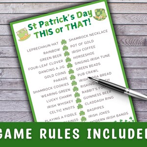 St Patricks Day This or That Game, Would You Rather, St Patricks Party ...