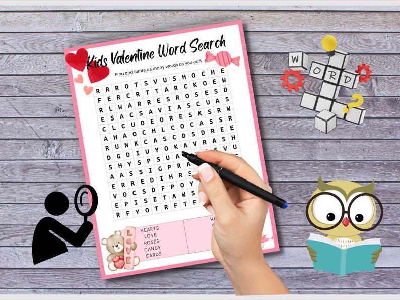 Valentines Day Word Search, Printable Valentine Games, Valentines Day ...