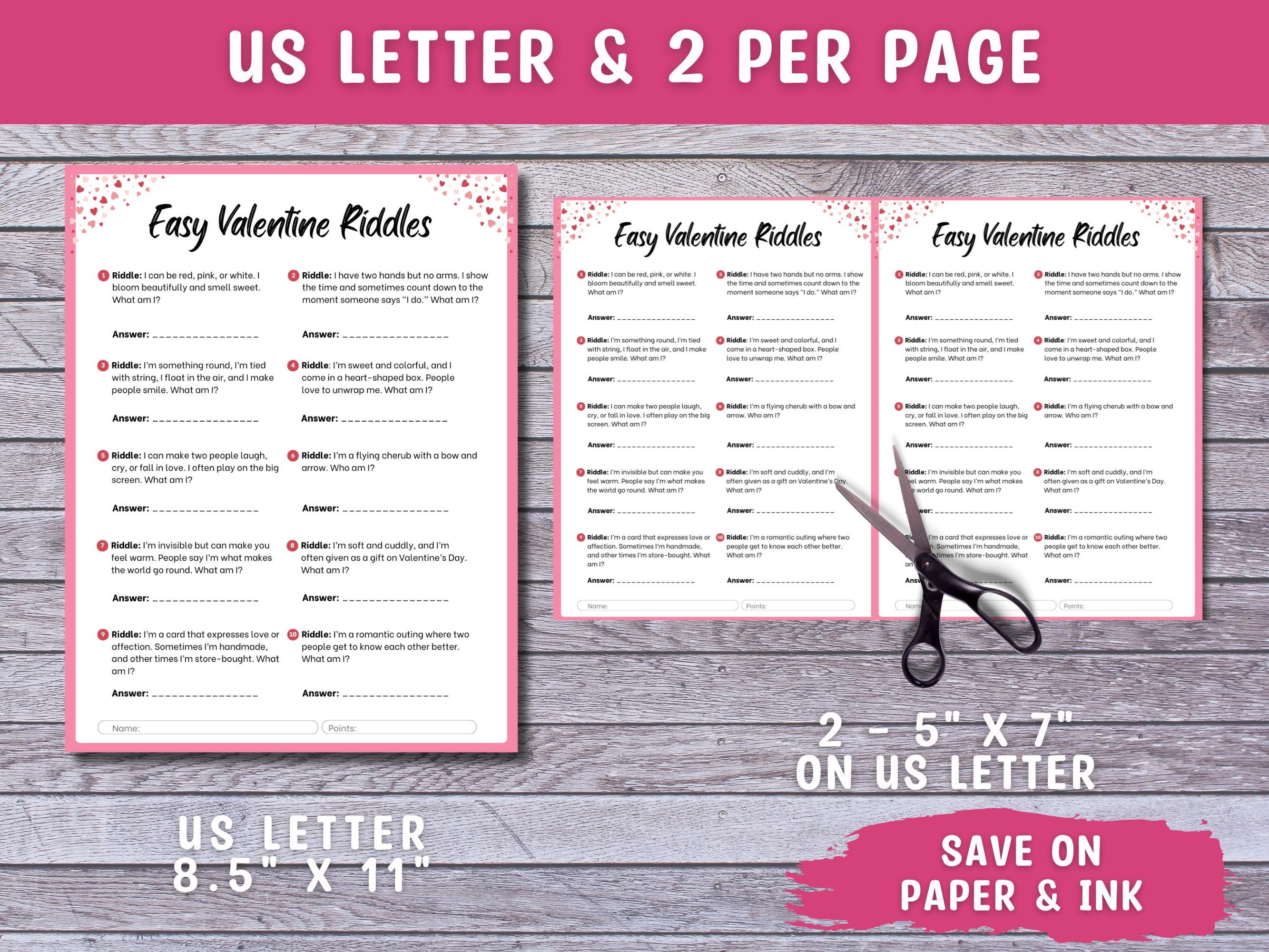 Valentine Riddles | Printable Valentine Games | Valentines Day Activity ...