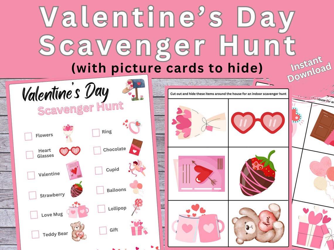 Valentines Day Scavenger Hunt for Kids School, Outdoor Valentines ...