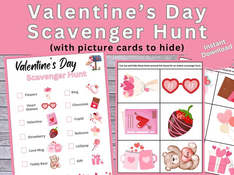 Valentines Day Scavenger Hunt for Kids School, Outdoor Valentines ...