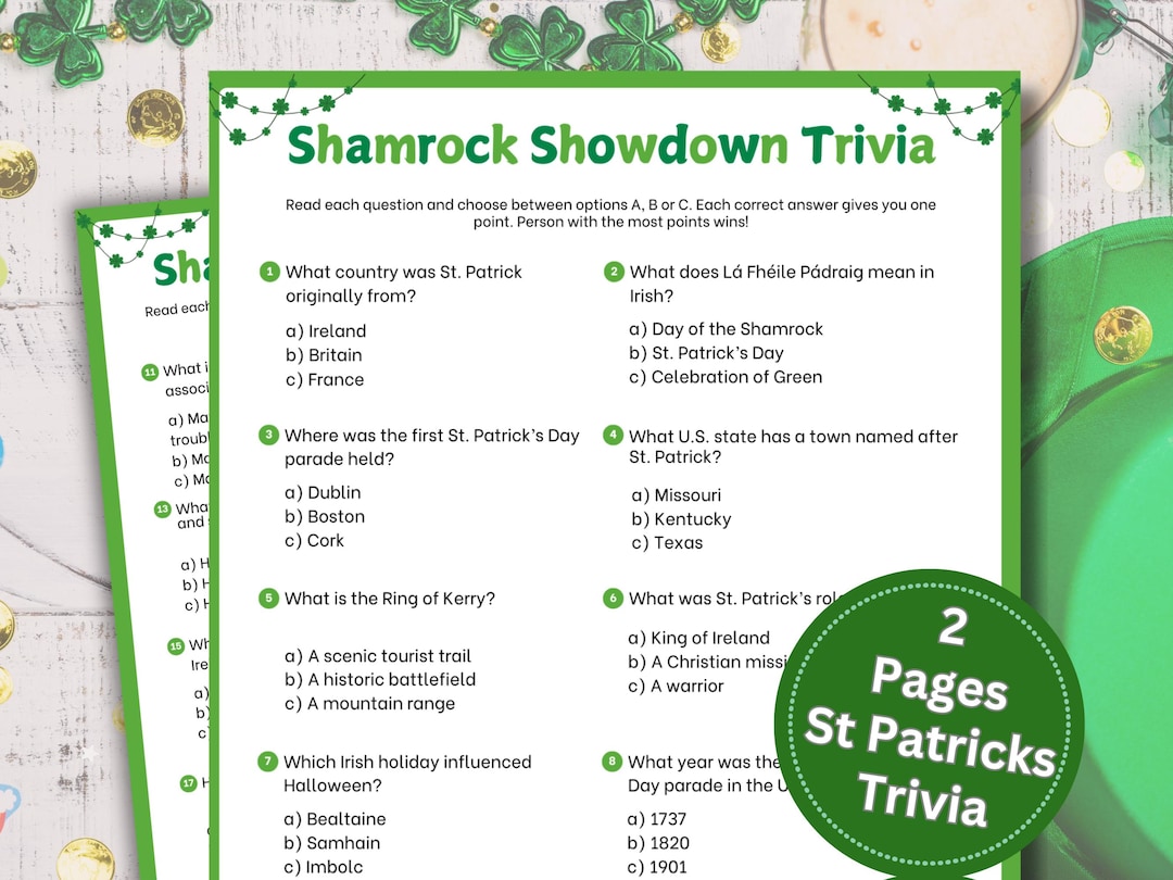St Patricks Day Trivia Game: Family Quiz Night (PDF) - Etsy