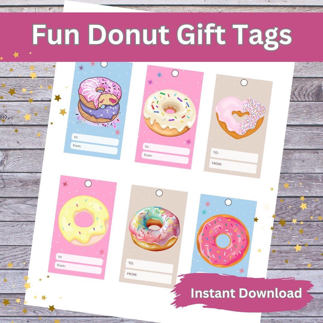 Donut Party Favor Tags, Teacher Appreciation Gift Tag, Thank You Gift ...
