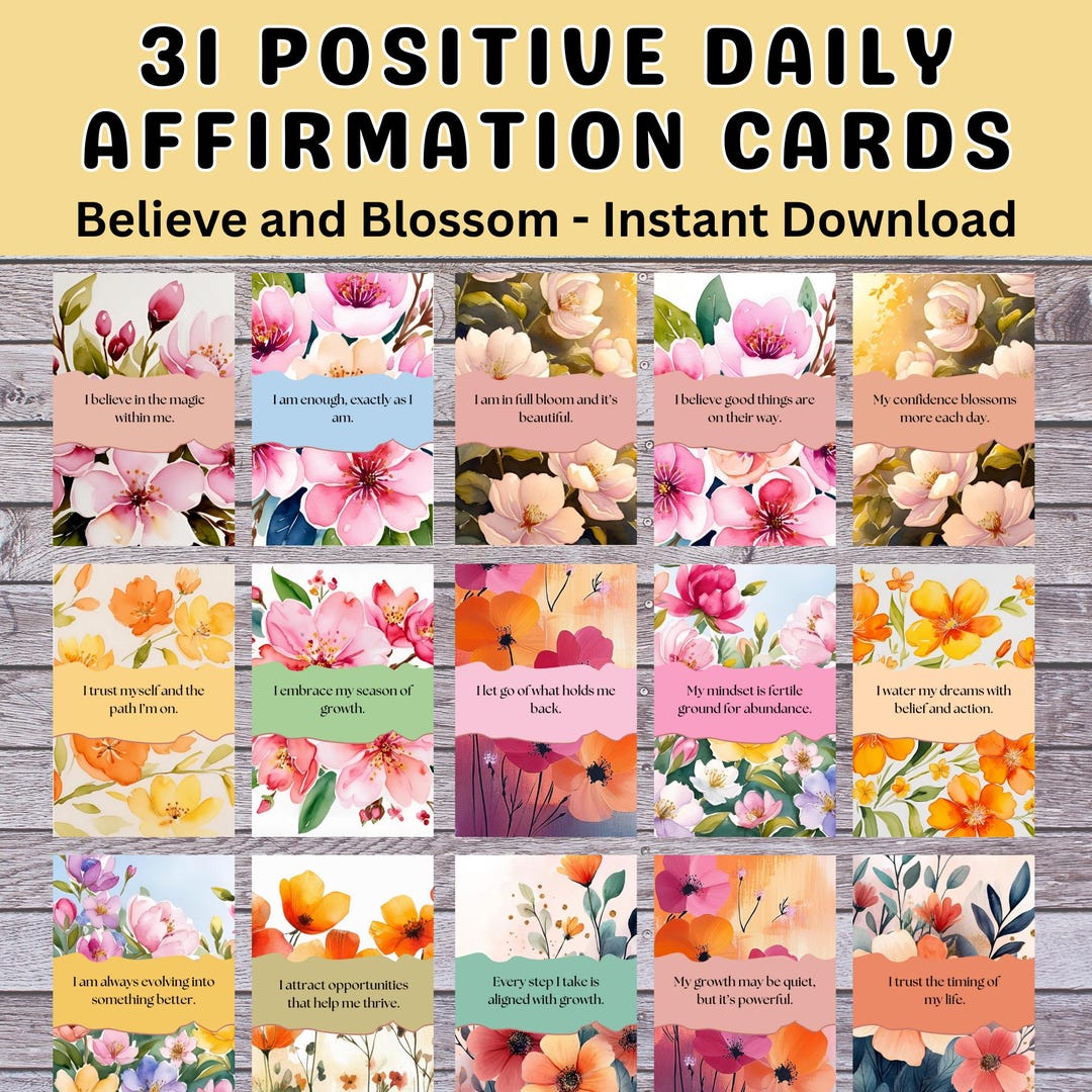 31 Daily Affirmation Cards Printable, Vision Board Printables, Personal ...