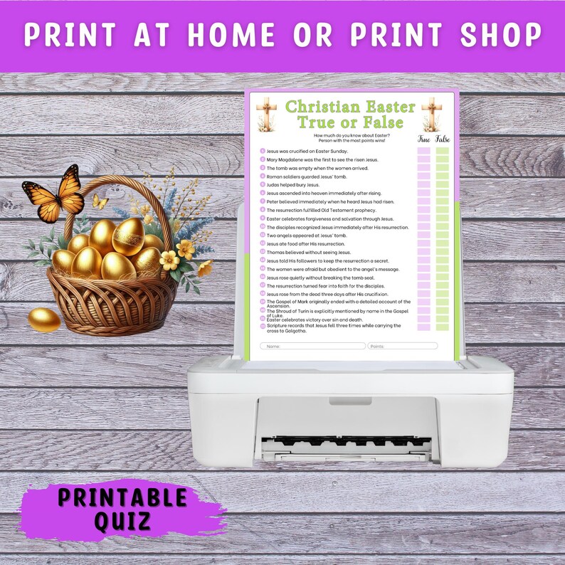 Christian Easter True or False Printable Game, Bible Trivia, Instant ...