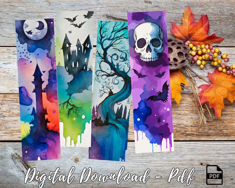 Halloween Printable Bookmarks, Printable Bookmarks Horror, Halloween ...