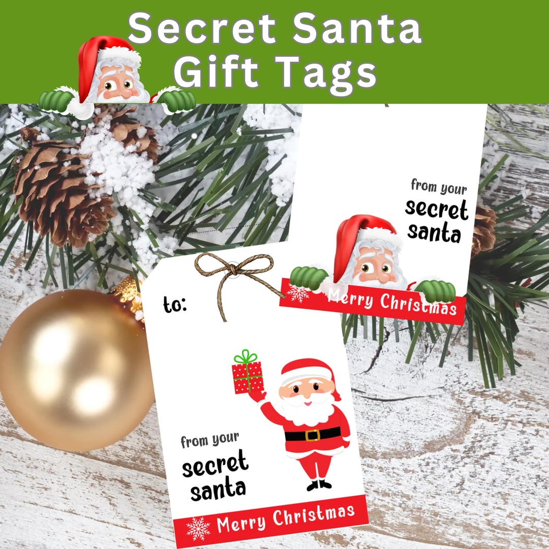 Secret Santa Gift Tags: Printable Christmas Holiday Tags (PDF) - Etsy