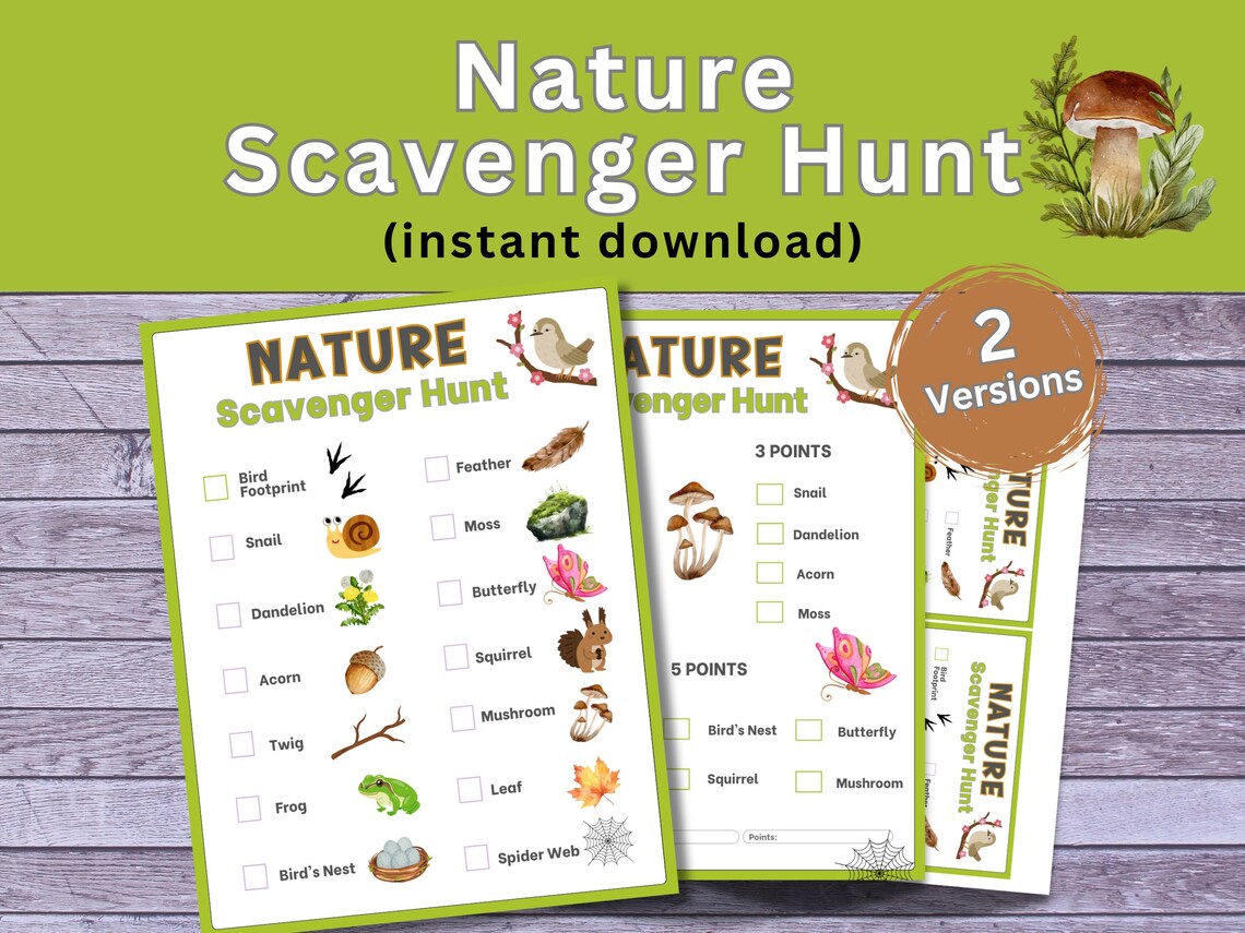 Nature Walk Scavenger Hunt Printable: Kids Outdoor Game (PDF) - Etsy