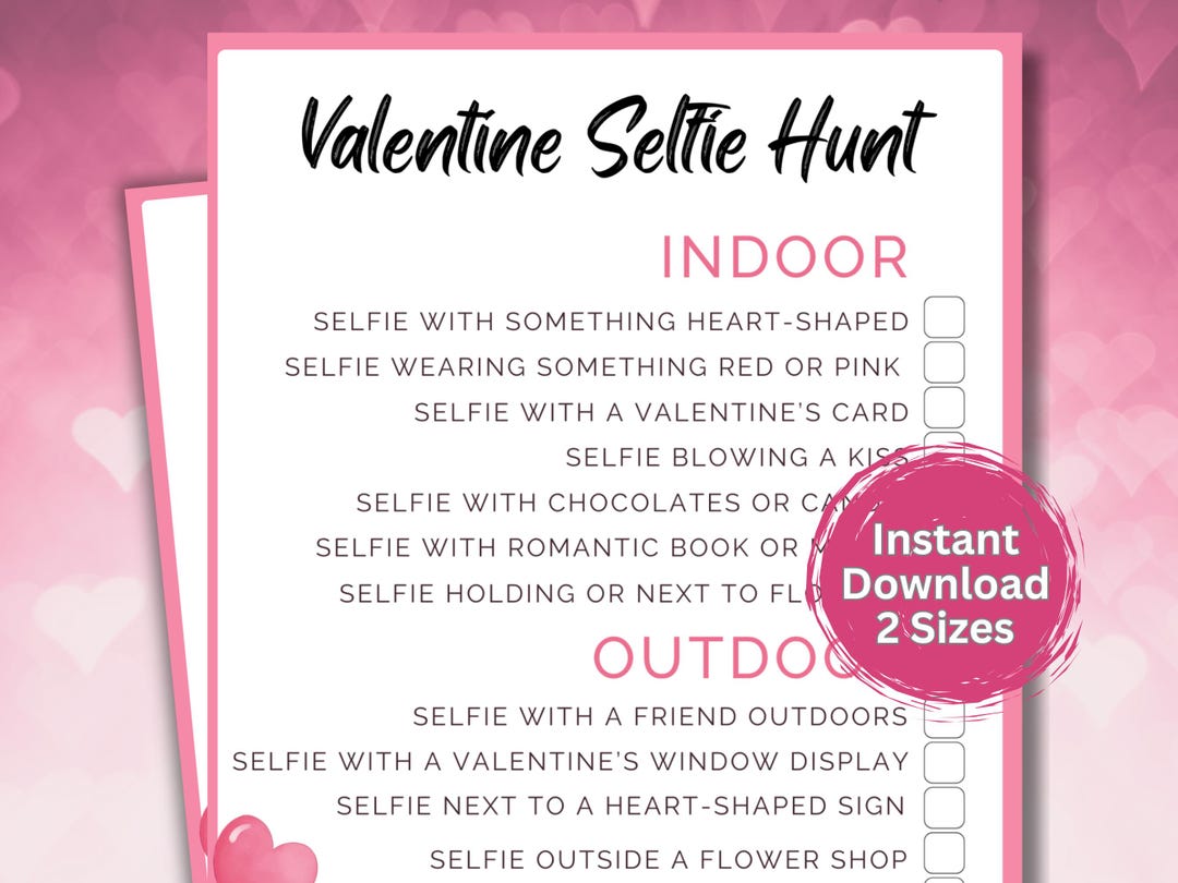 Valentine Selfie Scavenger Hunt, Valentine's Party Games, Unique Gift ...